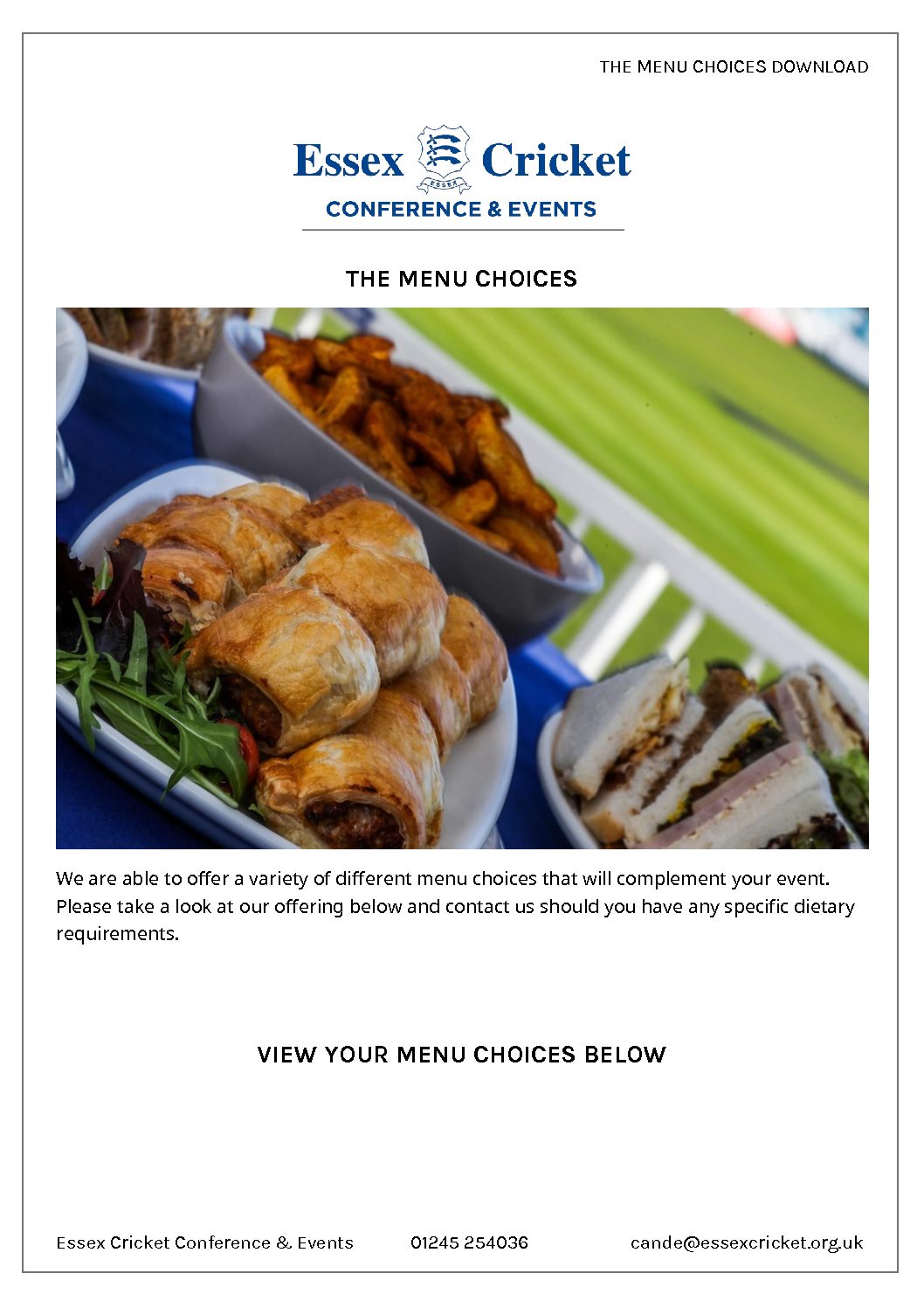Menu 2019 – Essex Cricket Events